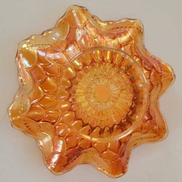Art | Antique Dugan Fish Scales Marigold Carnival Glass Bowl | Poshmark